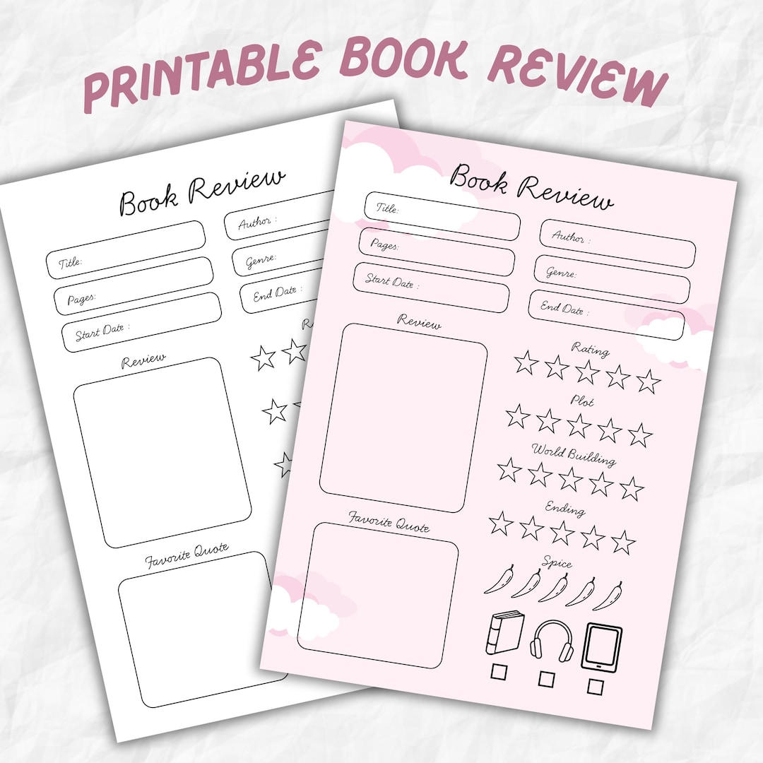 Printable Book Review Sheets: Book Tracker Bundle (5x7) (PDF Download ...