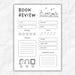Printable Book Review Sheets, 5x7 Book Review, Booktok, Bookish, Book ...