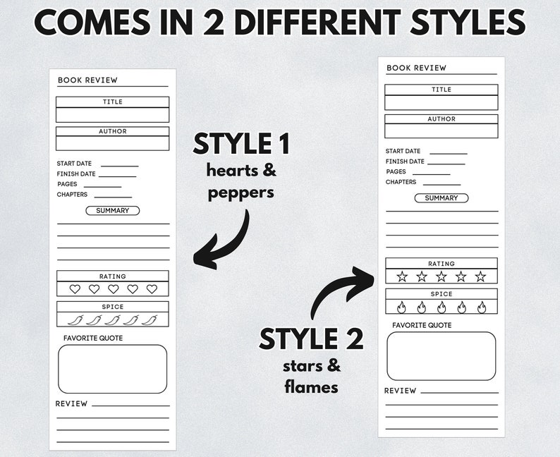 Printable Book Review Bookmark Bundle, Bookmark, Book Review, Booktok ...