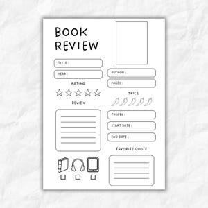 Printable Book Review Sheets: 5x7 Book Rating Tracker (3 Page Bundle ...