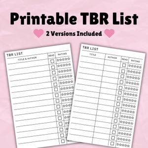 Printable TBR List, TBR Bundle, 4x6 Digital Download, Booktok, Bookish ...