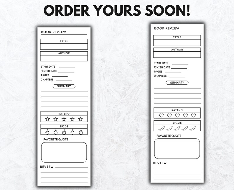 Printable Book Review Bookmark Bundle, Bookmark, Book Review, Booktok ...