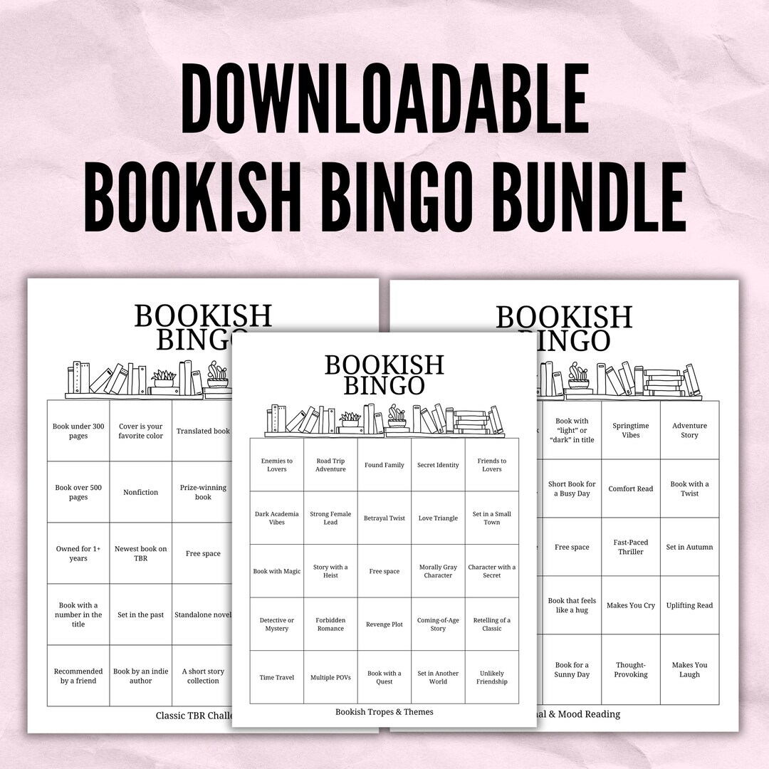 Printable Book Bingo Bundle, Digital Download, TBR, Reading Challenge ...