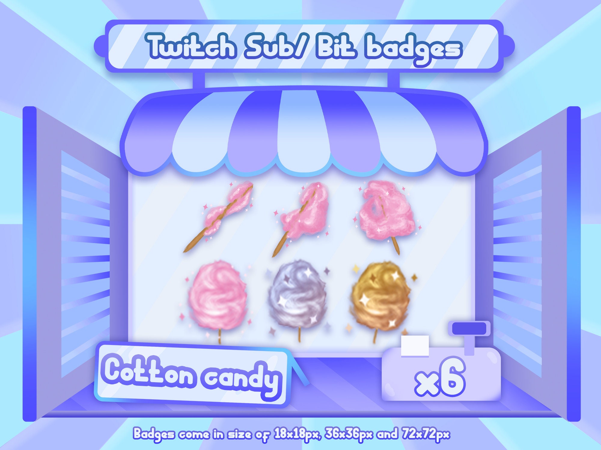 6x Twitch Sub / Bit Badges - Cotton Candy - Etsy