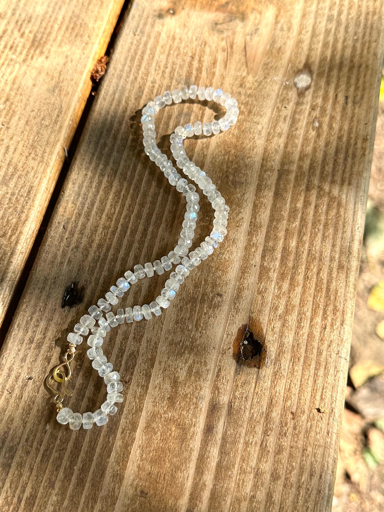 Natural Moonstone Necklace, Flashy Rainbow Moonstone, 14k Solid Yellow ...