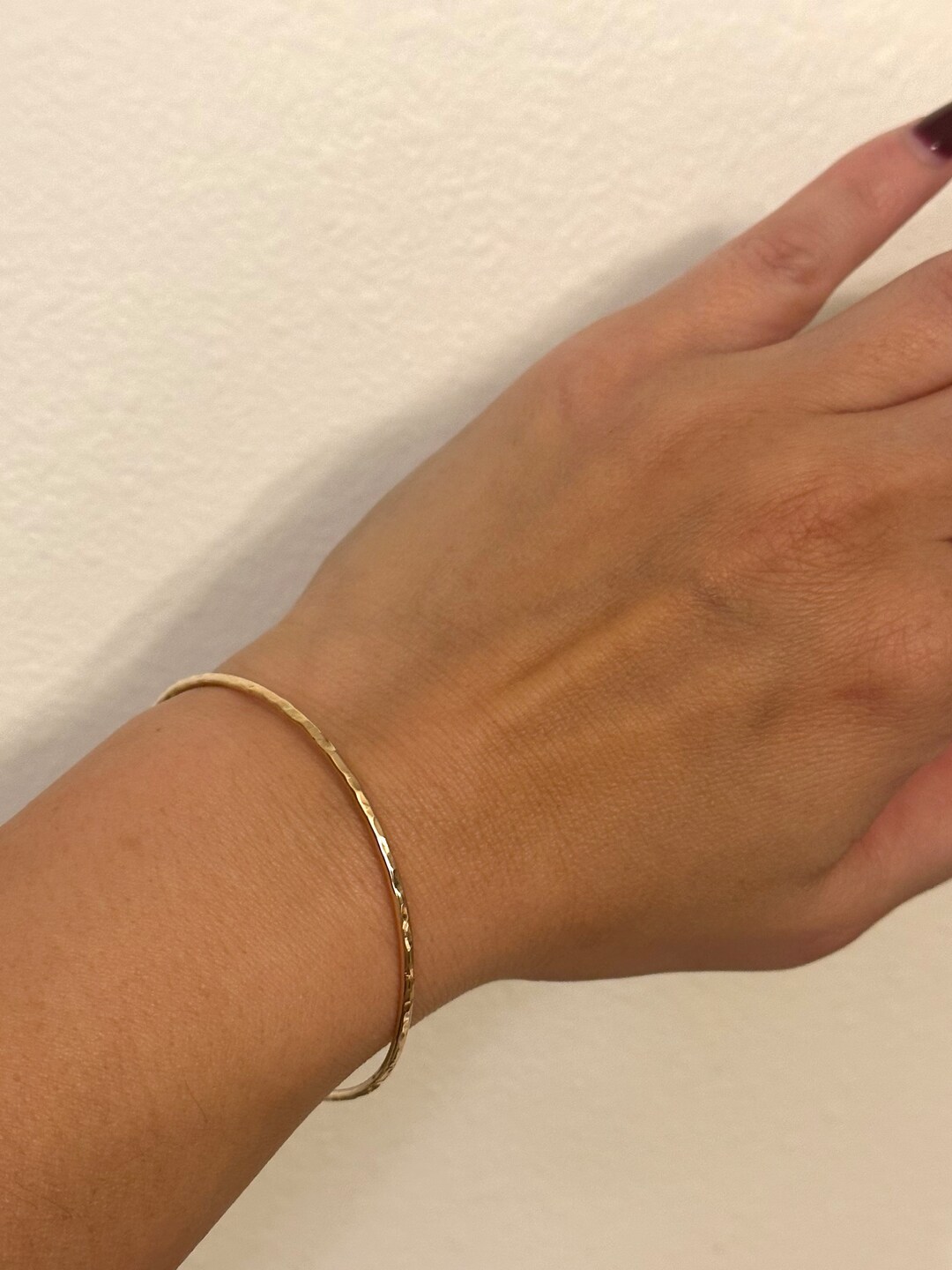 14k Gold Filled Bangle, Stacking Bangle, Round Hammered Bangle, 14k ...
