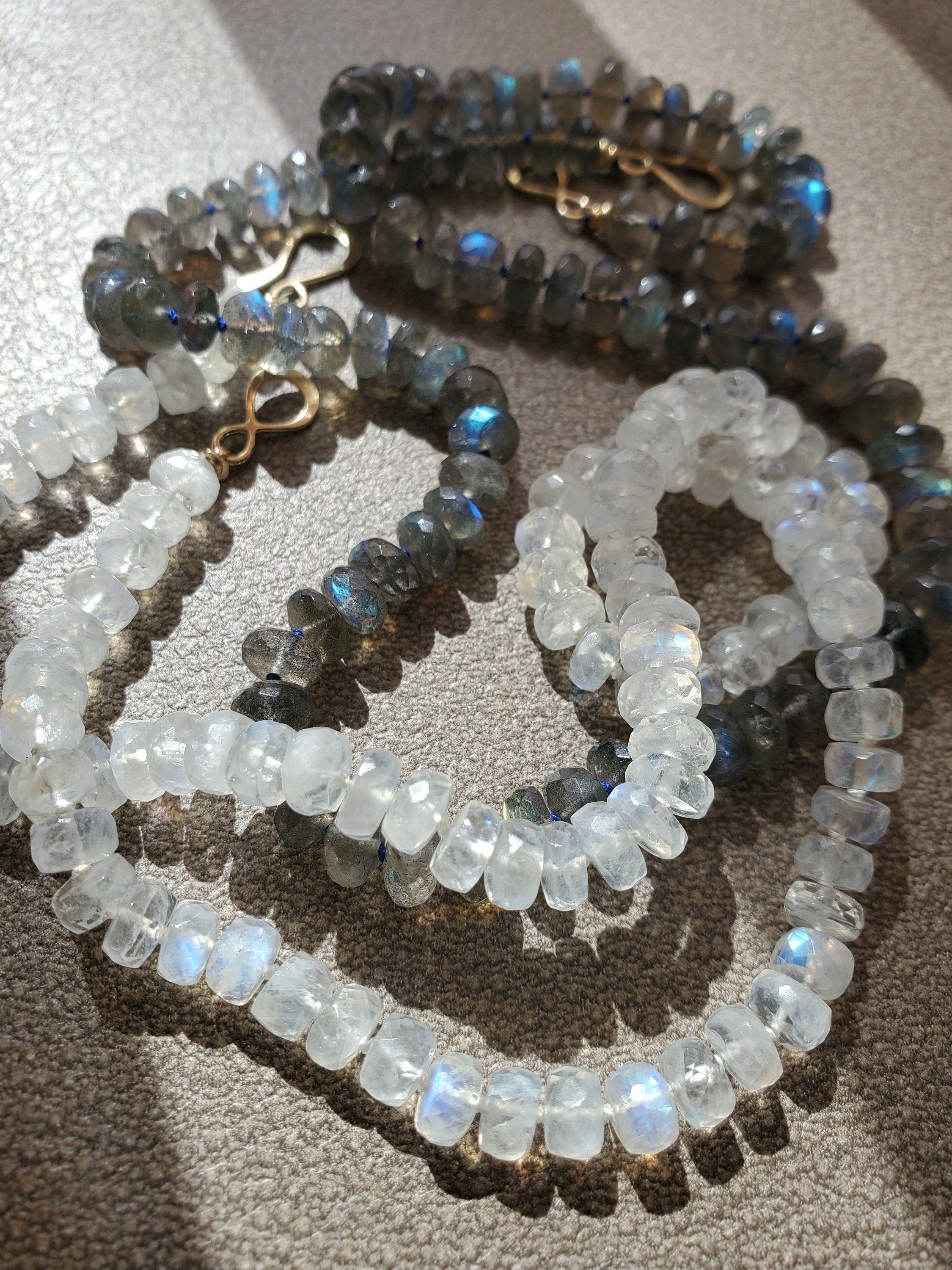 Natural Moonstone Necklace, Flashy Rainbow Moonstone, 14k Solid Yellow ...