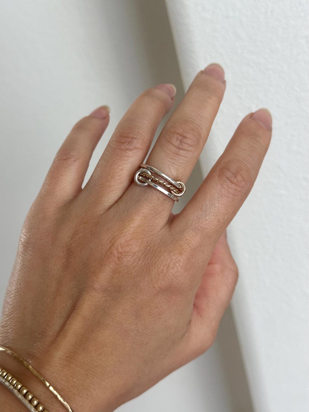Interlocking Sterling Silver & 14k Gold Filled Rings, Connected ...