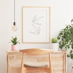 Single Line Drawing, Line Art, Wall Art, Minimal Bird Drawing, Abstract ...