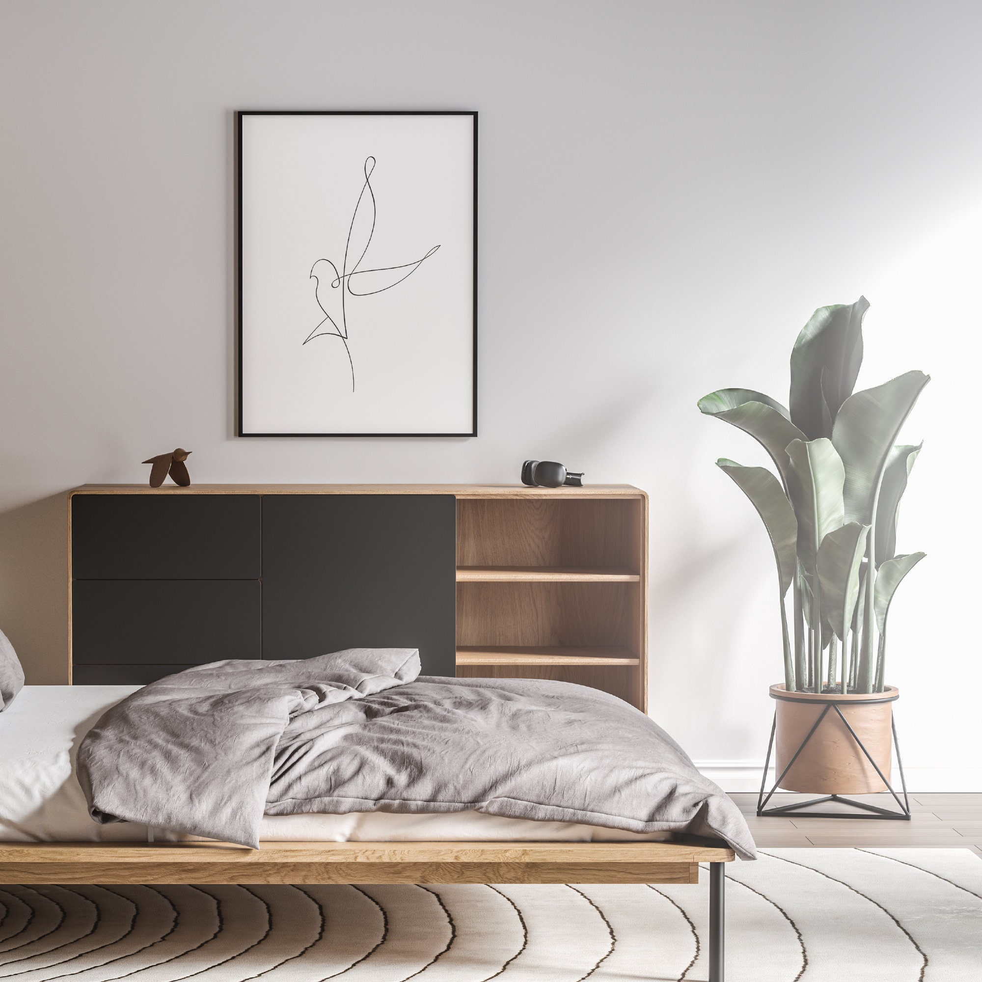 Single Line Drawing, Line Art, Wall Art, Minimal Bird Drawing, Abstract ...