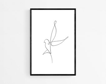 Single Line Drawing Line Art Wall Art Minimal Bird Drawing - Etsy