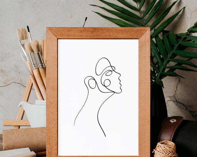 One Line Body Figure Art Print | Single Line Figure Drawing, Minimalist ...