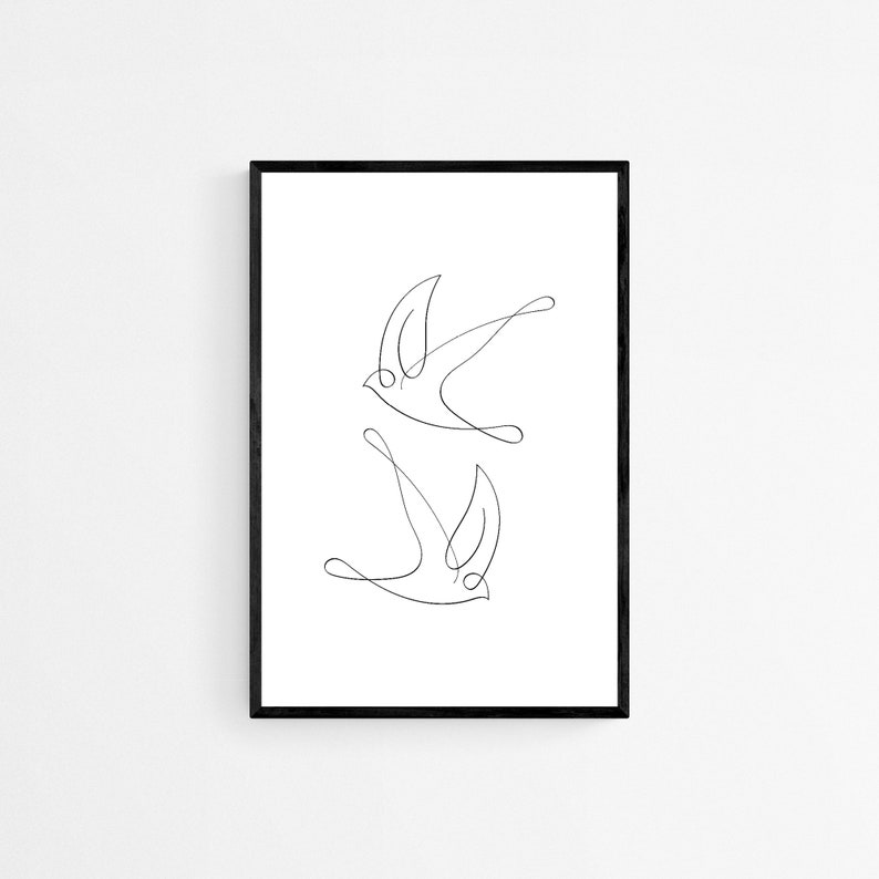 Single Line Drawing, Line Art, Wall Art, Minimal Bird Drawing, Abstract ...