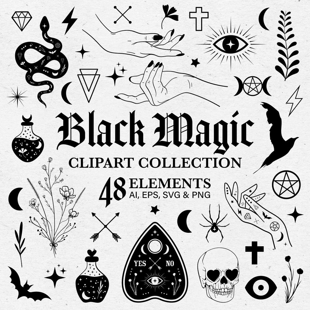 Black Magic Clipart Collection, Witchcraft Clipart, Occult ...