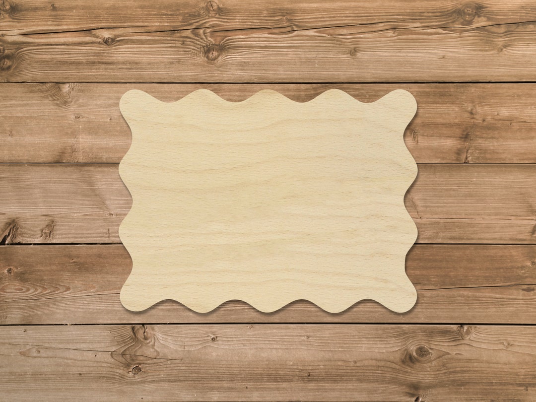 Squiggle Wavy Rectangle Shape Unfinished Wood Laser Cutout | Ready to ...