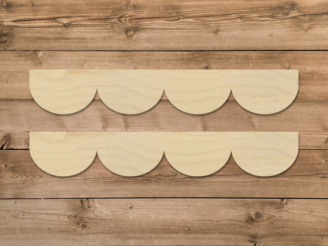 Set of (2) 18" Long Trim | Decorative Scallop Trim Unfinished Wood ...