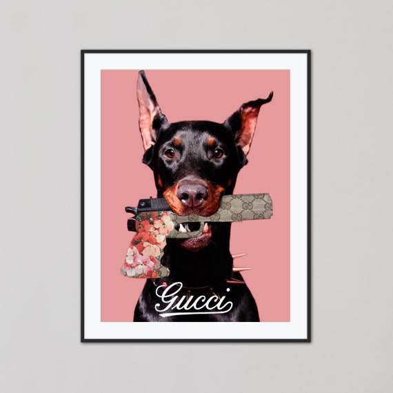 Doberman Gun Poster Printable Fashion Poster With Glitter - Etsy