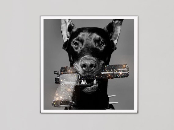 Doberman Gun Poster Printable Fashion Poster With Glitter - Etsy