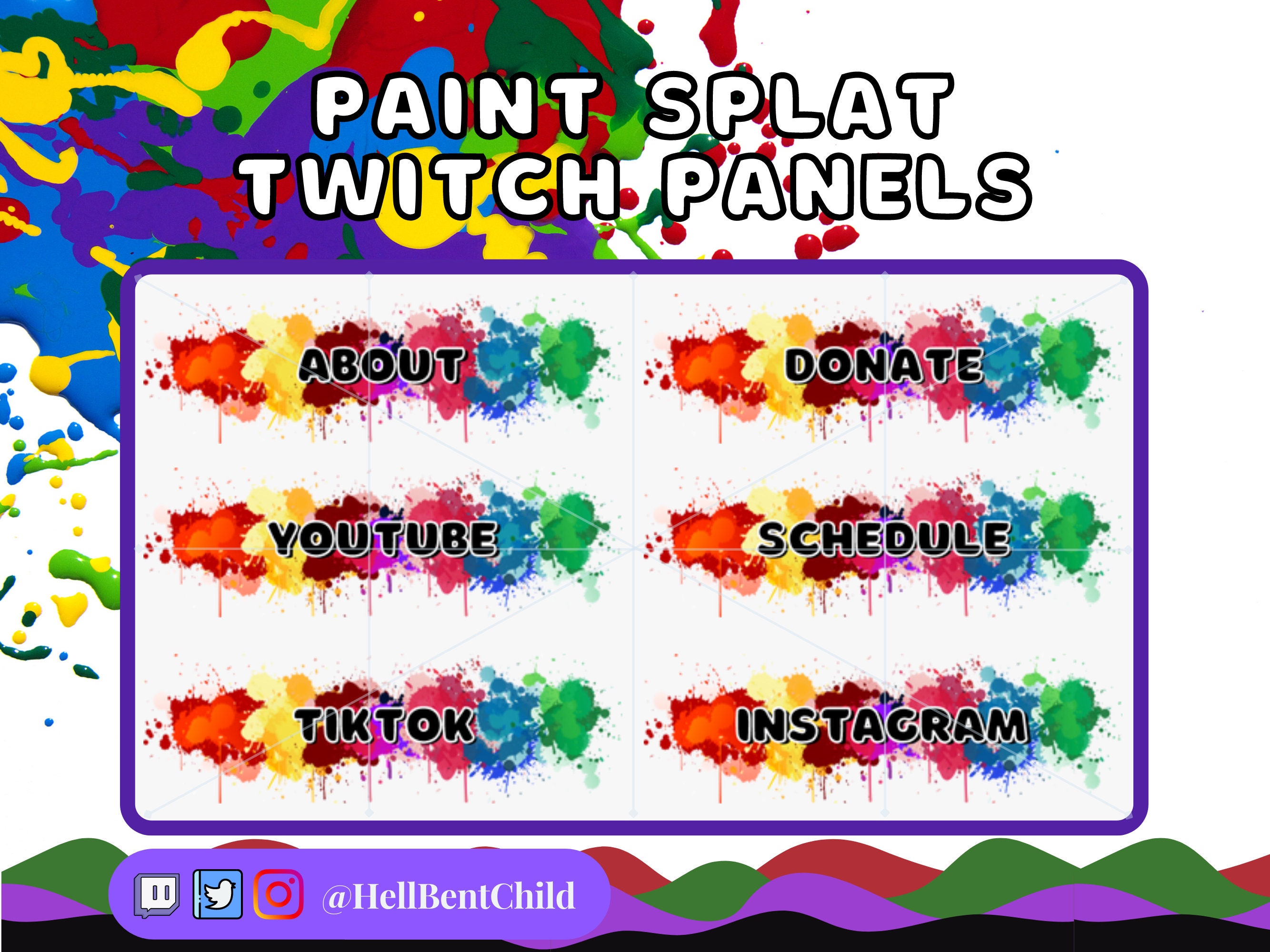 24 Paint Splat Twitch Panels - Twitch Panels / Paint Twitch Panels ...