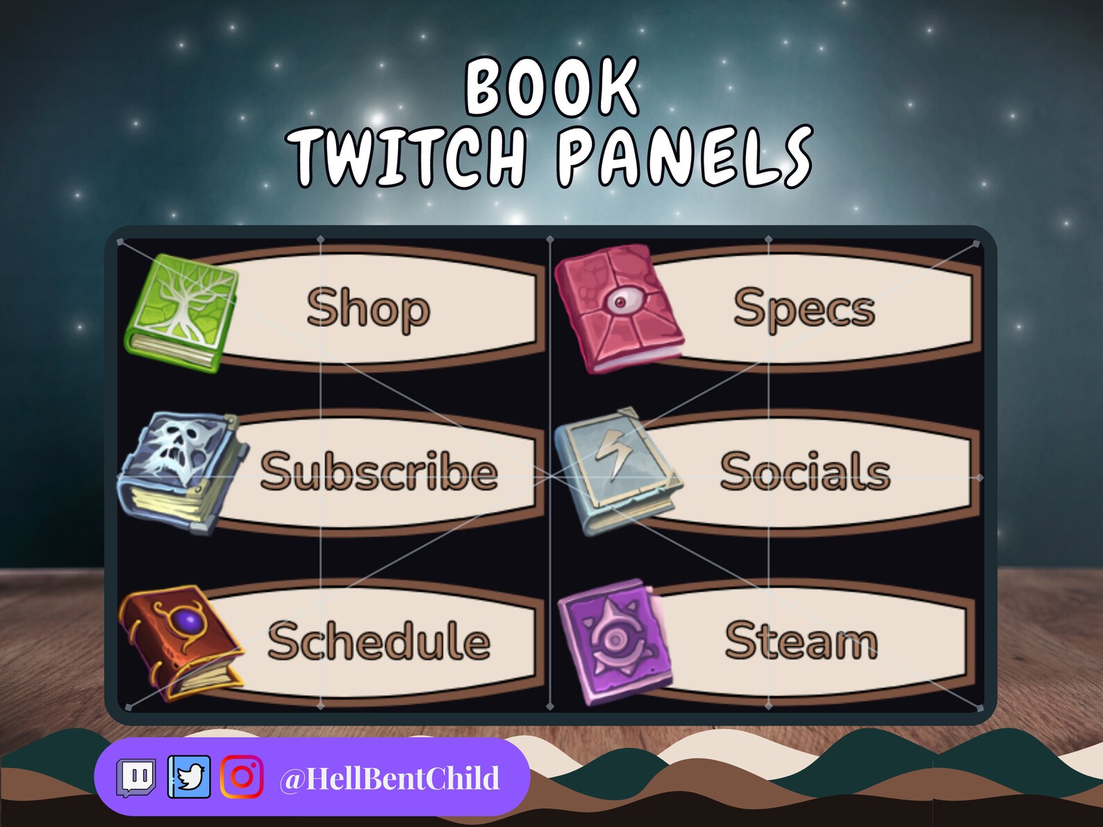 24 Book Twitch Panels Twitch Panels / Book Twitch Panels / Magic Book ...