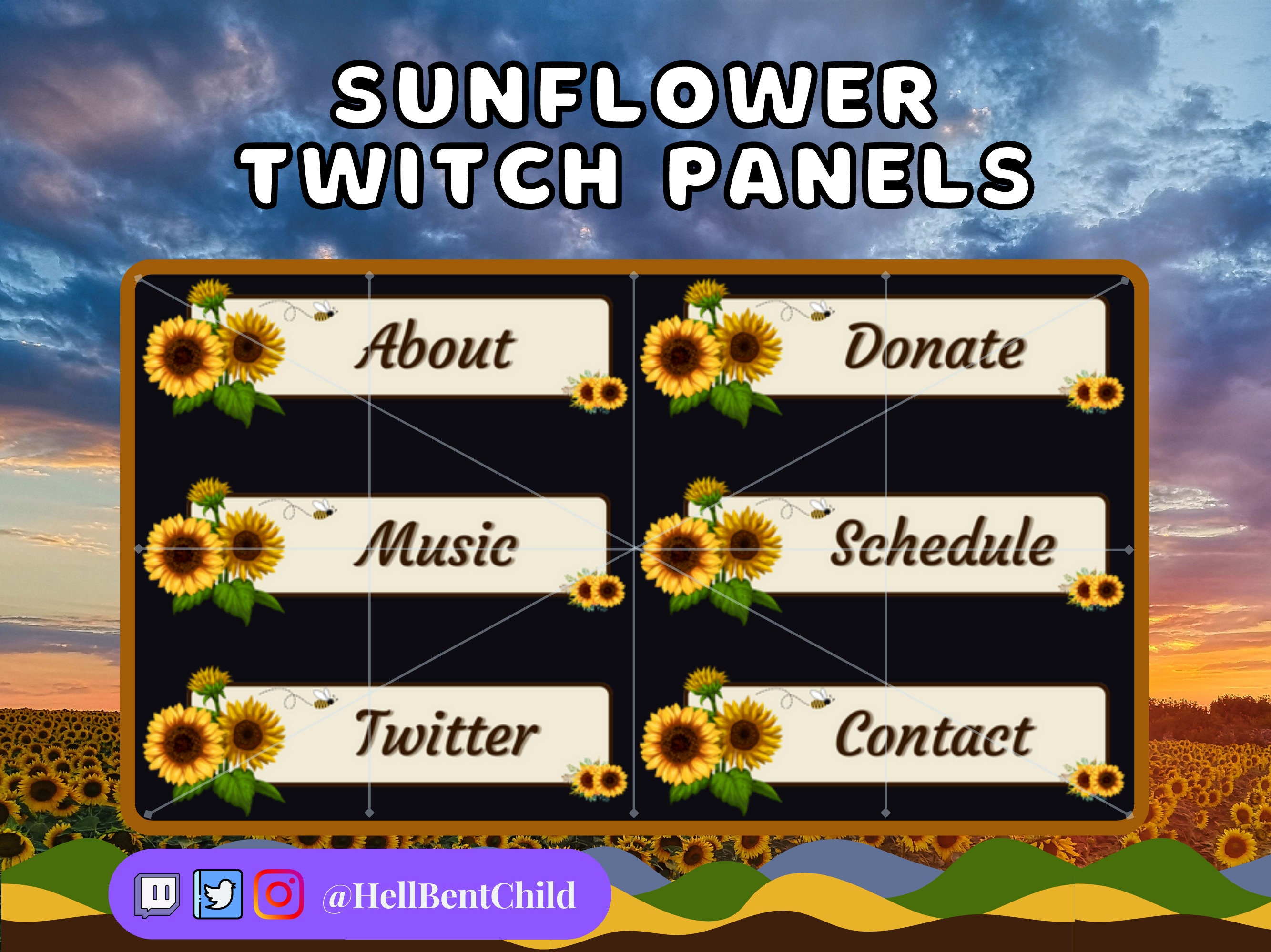 24 Sunflower Twitch Panels Twitch Panels / Sunflower Twitch Panels / Nature Panels / Spring ...