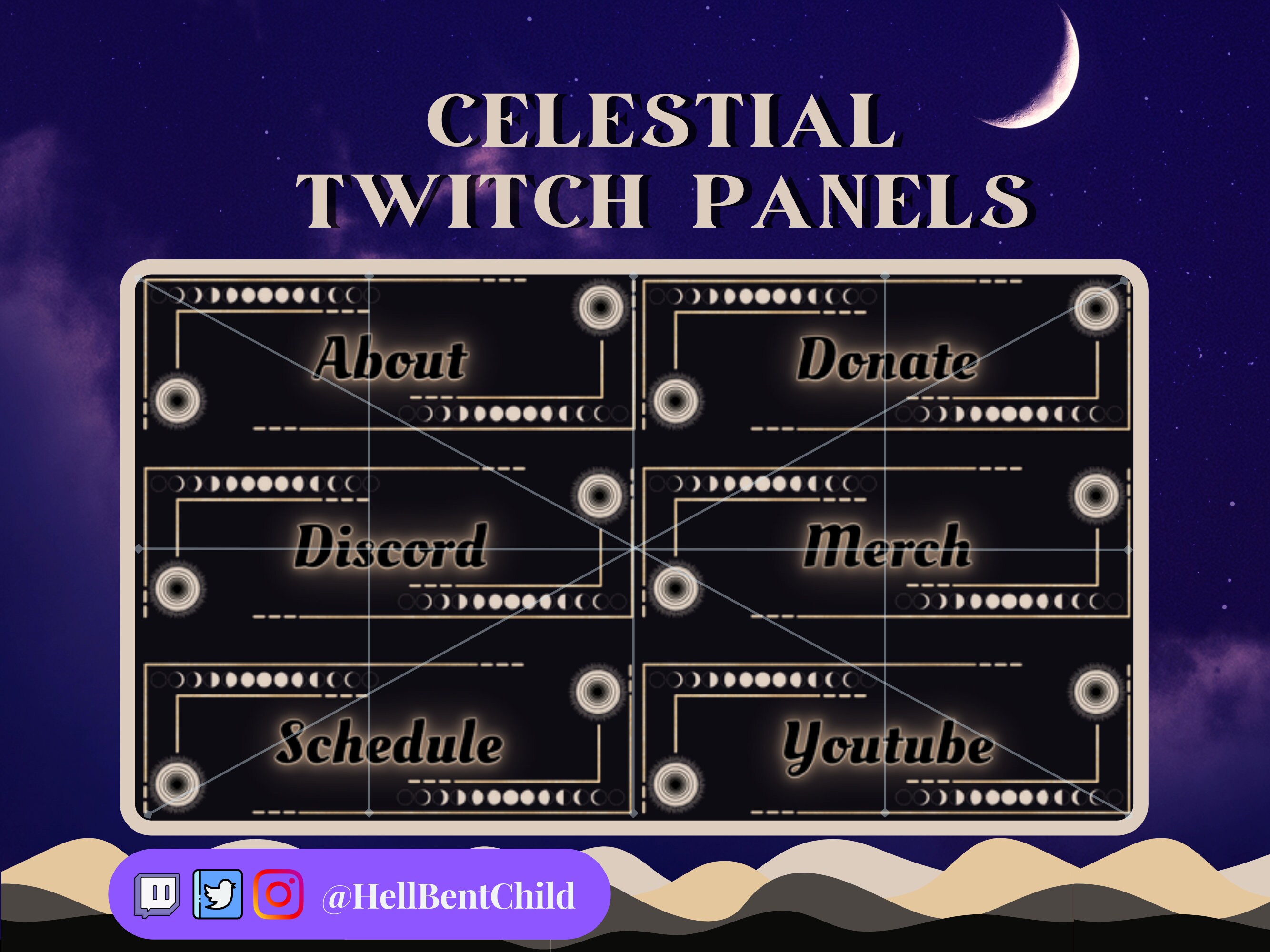 24 Celestial Twitch Panels Twitch Panels / Luna Twitch Panels / Moon ...
