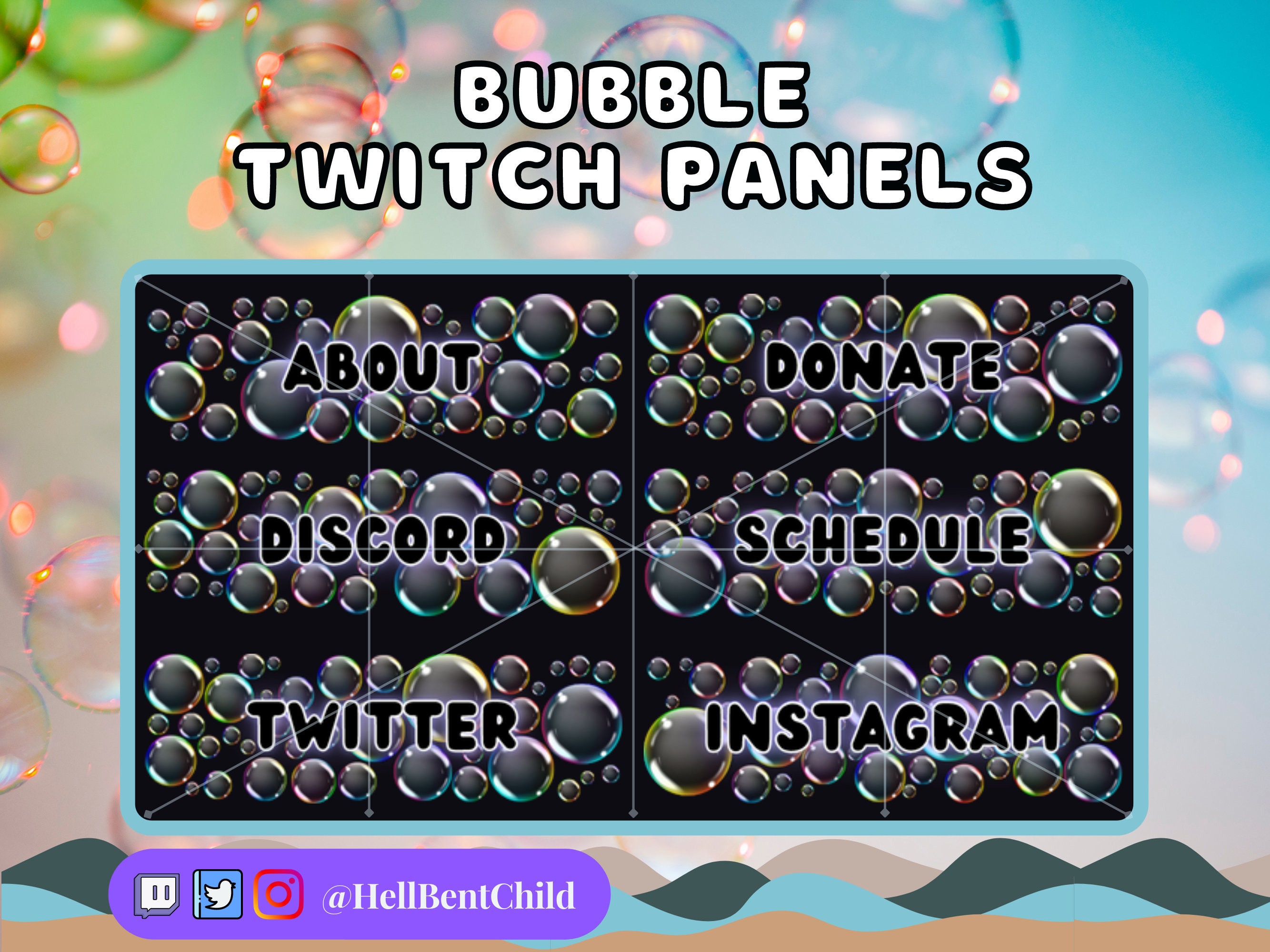 24 Bubble Twitch Panels Twitch Panels / Bubbles Twitch Panels / Rainbow Book Panels / Colorful ...