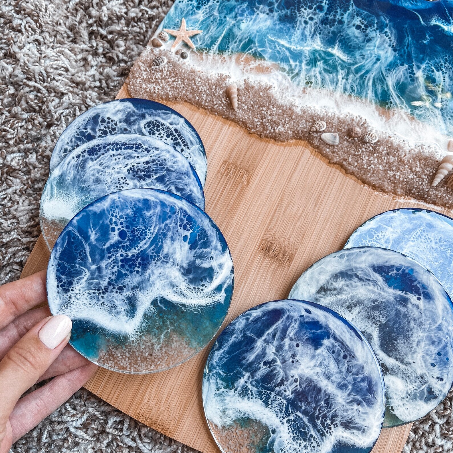Ocean board with coasters | Etsy