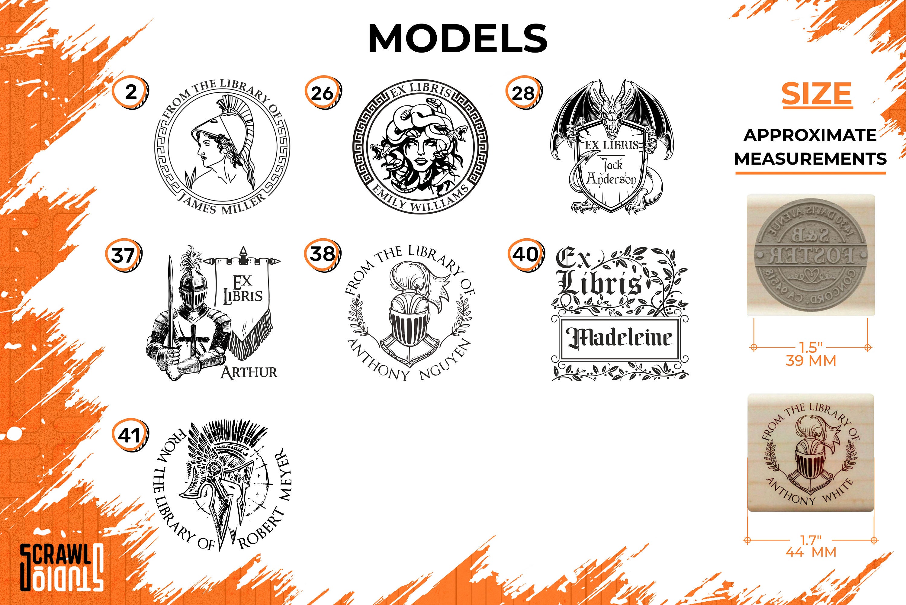 Medieval Library Stamp | Knight Book Stamp | Medusa Ex Libris Stamp ...