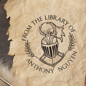 Medieval Library Stamp | Knight Book Stamp | Medusa Ex Libris Stamp ...