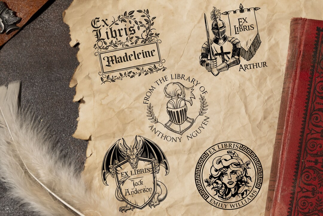 Medieval Library Stamp | Knight Book Stamp | Medusa Ex Libris Stamp ...