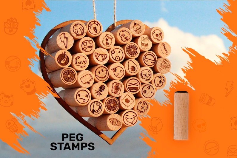 Mini Stamp Mini Rubber Stamp Peg Stamp - Etsy