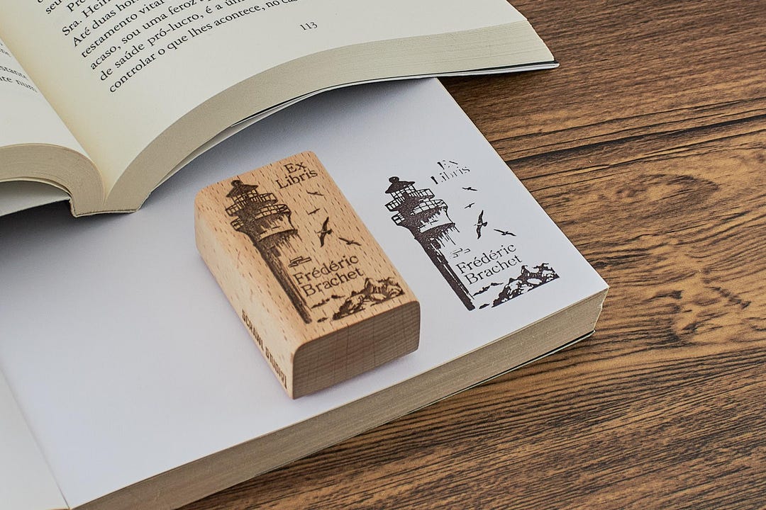 Lighthouse Ex Libris Stamp L Book Lovers Gift | Personalized Book Stamp ...