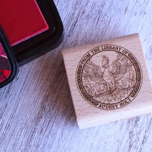 Circular Phoenix Ex Libris Stamp | Custom Ex Libris Book Stamp | From ...