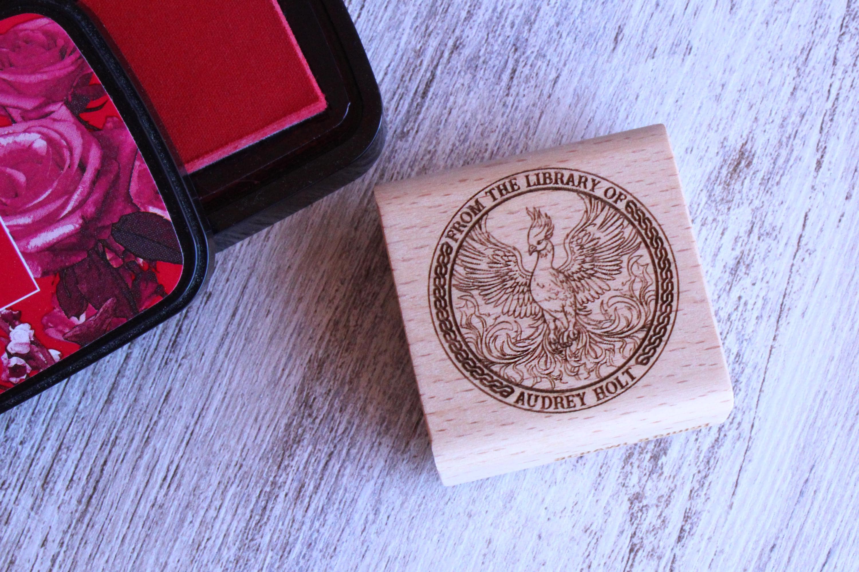 Circular Phoenix Ex Libris Stamp | Custom Ex Libris Book Stamp | From ...