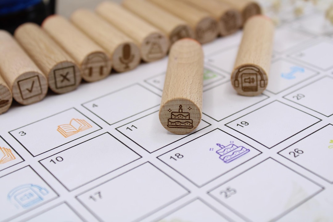 Mini Planner Stamp, Beech Wood Peg Stamp, Bullet Journal, Scrapbooking ...