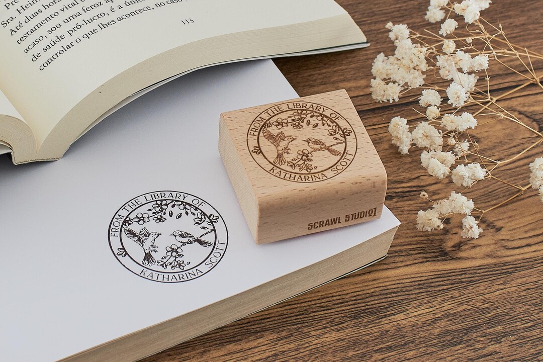 Hummingbirds Ex Libris Stamp on Cherry Tree | From the Library of Stamp ...