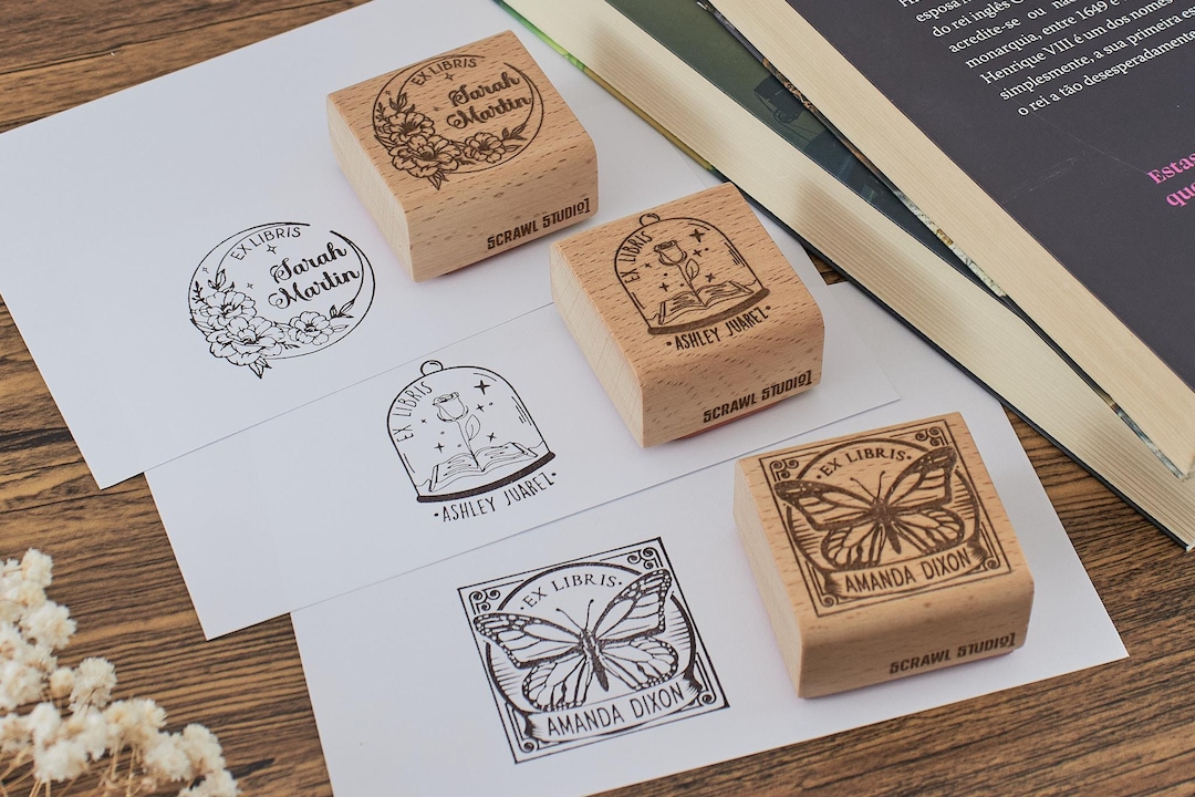 Custom Ex Libris Book Stamp - Personalized Rubber Stamp for Book Lovers ...