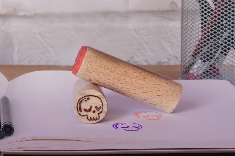 Mini Skull Rubber Stamp, Halloween Peg Stamp - Etsy