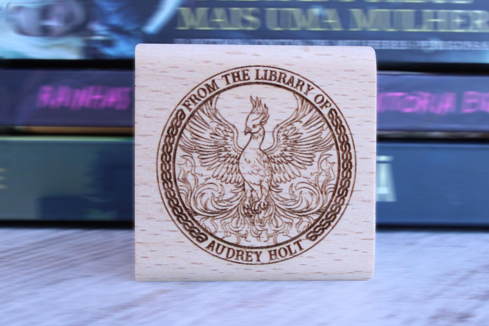 Circular Phoenix Ex Libris Stamp | Custom Ex Libris Book Stamp | From ...