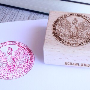 Circular Phoenix Ex Libris Stamp | Custom Ex Libris Book Stamp | From ...