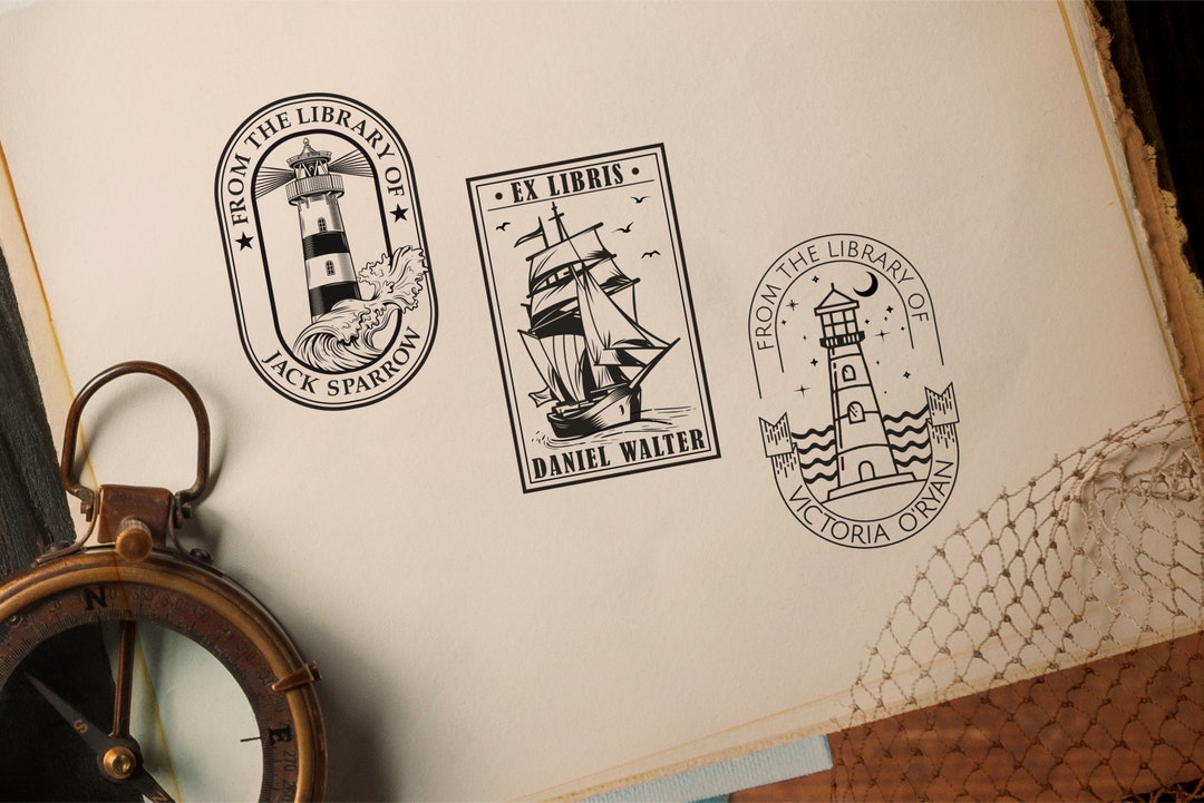 Personalized Lighthouse Ex Libris Stamp L From the Library of Stamp L ...