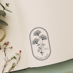 Custom Flower Ex Libris Stamp | Personalized Library Stamp - Etsy
