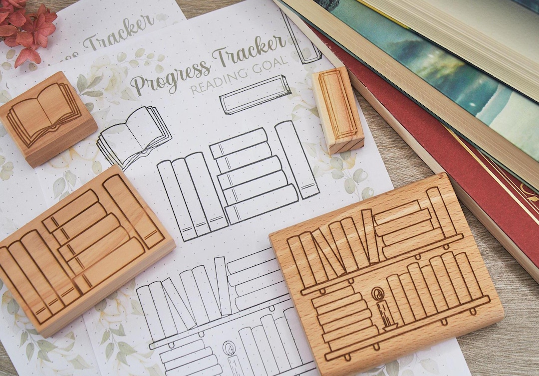 Bookshelf Stamps | Book Journal Stamps | Reading List | Journal ...