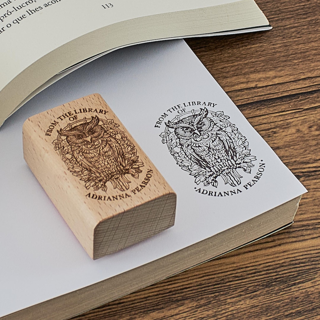 Custom Ex Libris Book Stamp, Owl Personalized Book Stamp, Perfect Gift ...