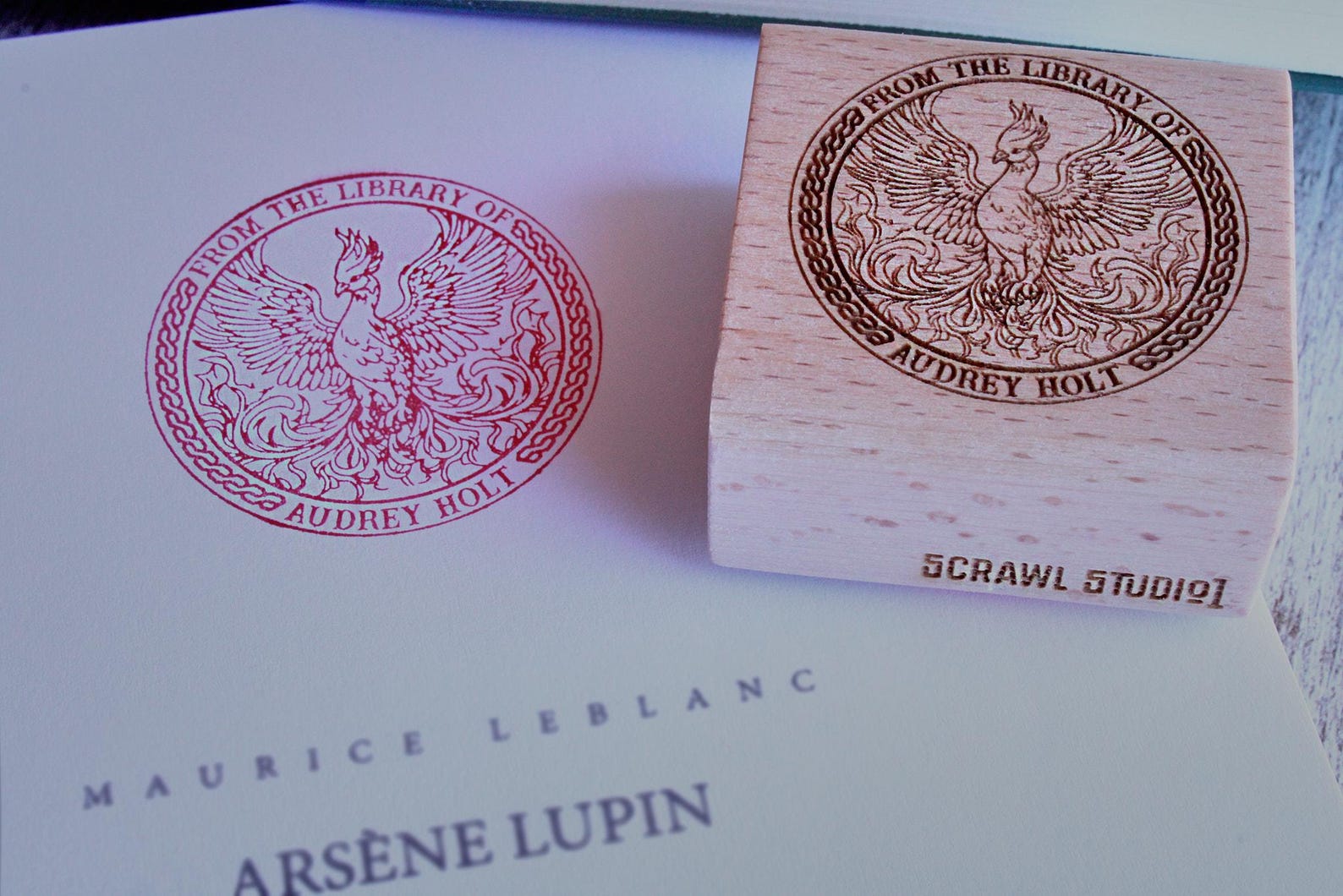 Circular Phoenix Ex Libris Stamp | Custom Ex Libris Book Stamp | From ...