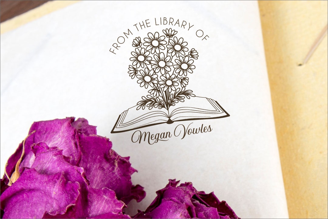 Personalized Library Stamp | Floral Book Stamp Gift - Etsy