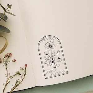 Custom Flower Ex Libris Stamp | Personalized Library Stamp - Etsy