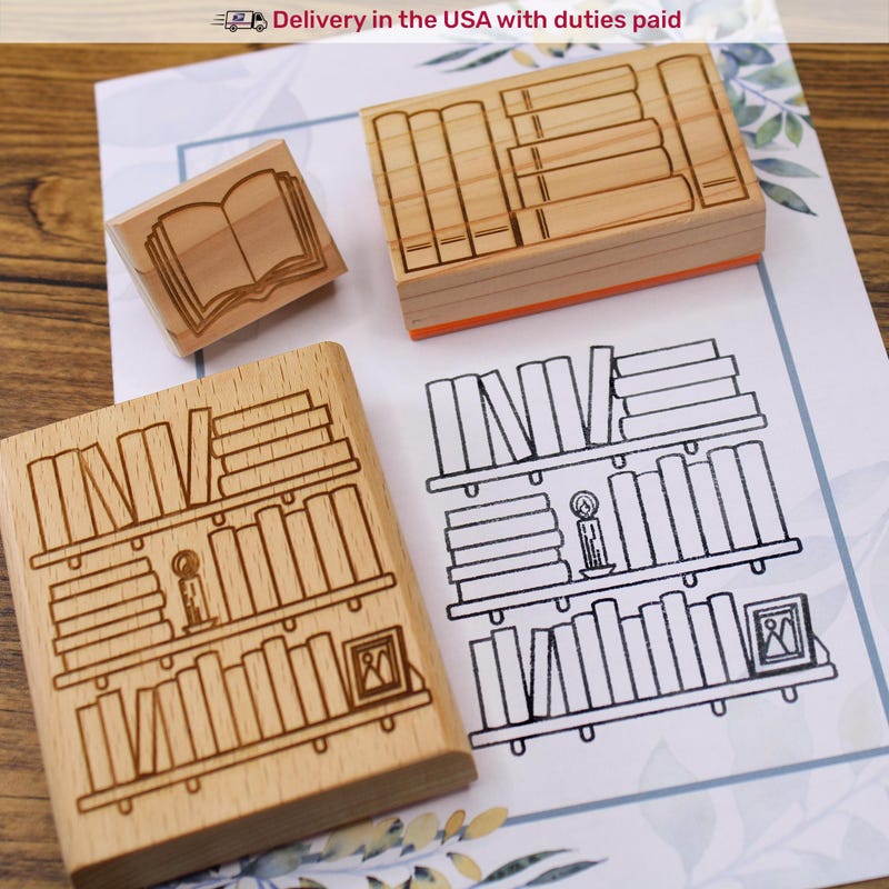 Stack of Books Stamp - Etsy