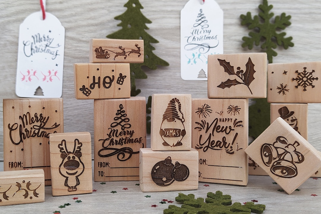 Merry Christmas Rubber Stamps | Holiday Rubber Stamp | Christmas Craft ...